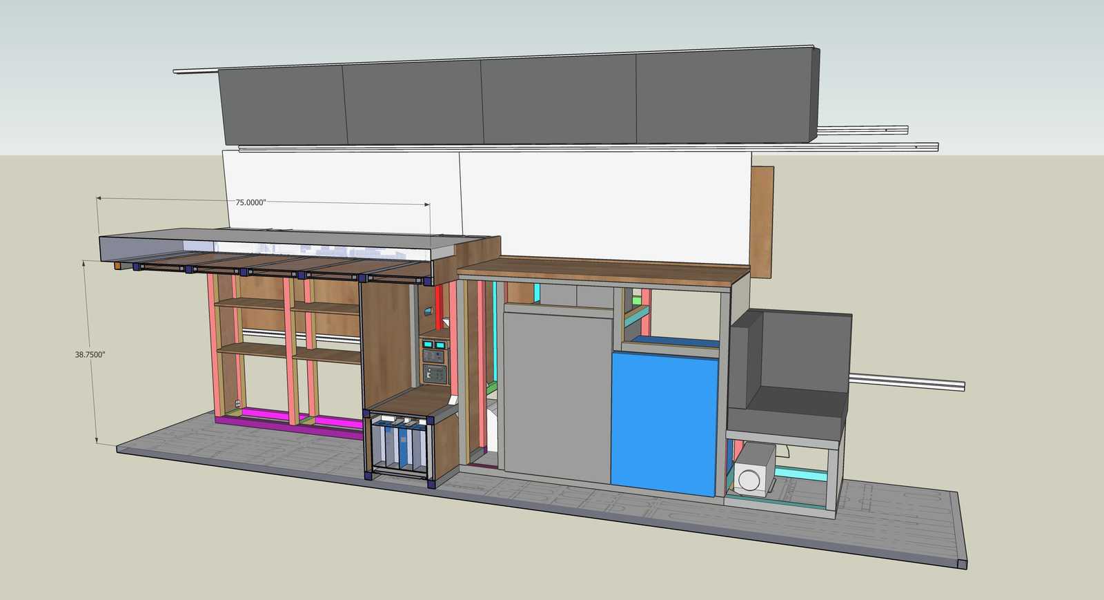 On the driver side we have the inverter/charger and MPPT (hidden by ...